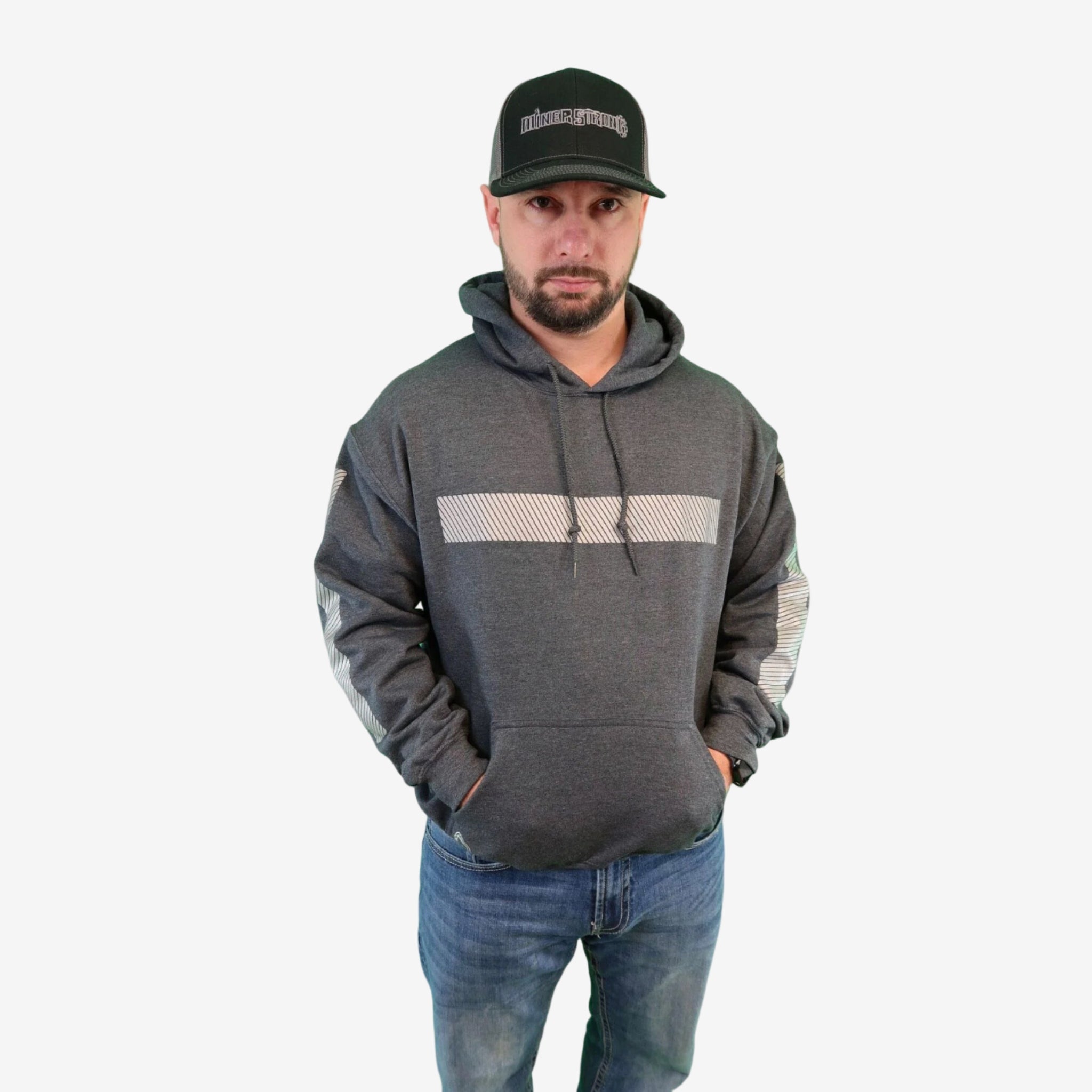 Grey Sweatshirt 182"Sq Reflective (NO LOGO) – Miner Strong
