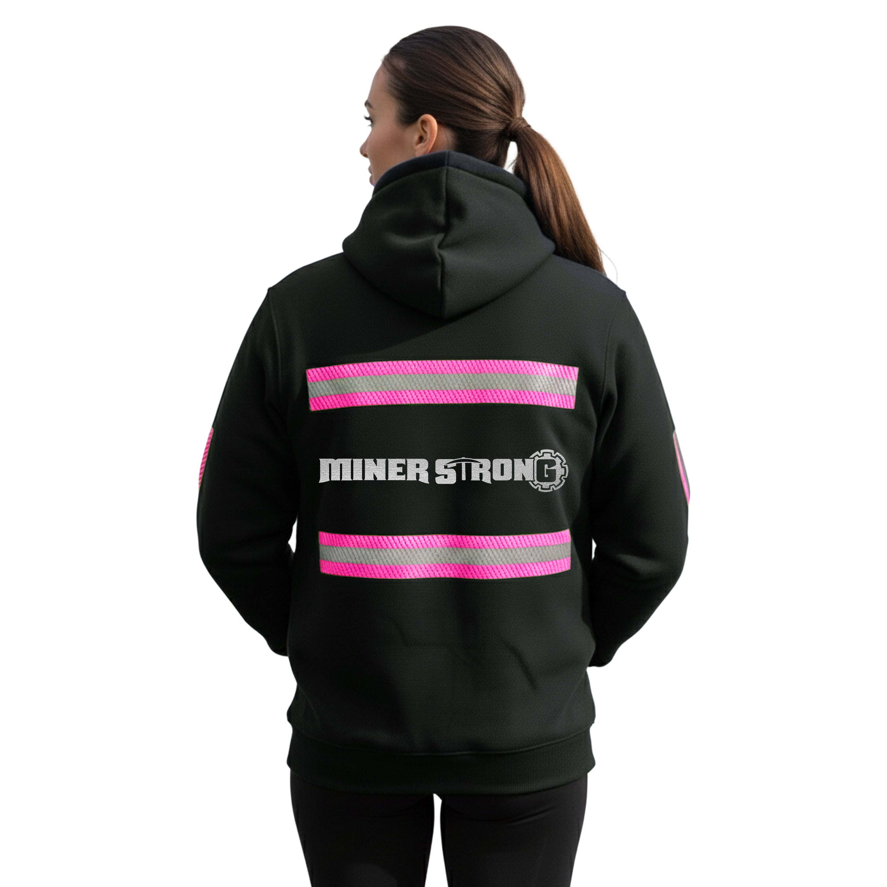 MSG Black Workwear Zip Up (Pink Strips) – Miner Strong