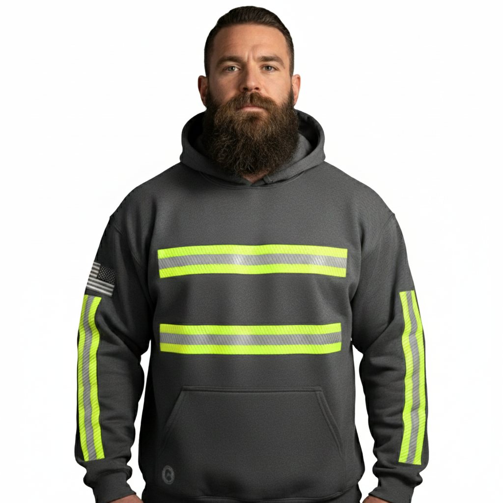 Miner Strong | Grey Reflective Hooded Sweatshirt with Hi Vis Yellow ...