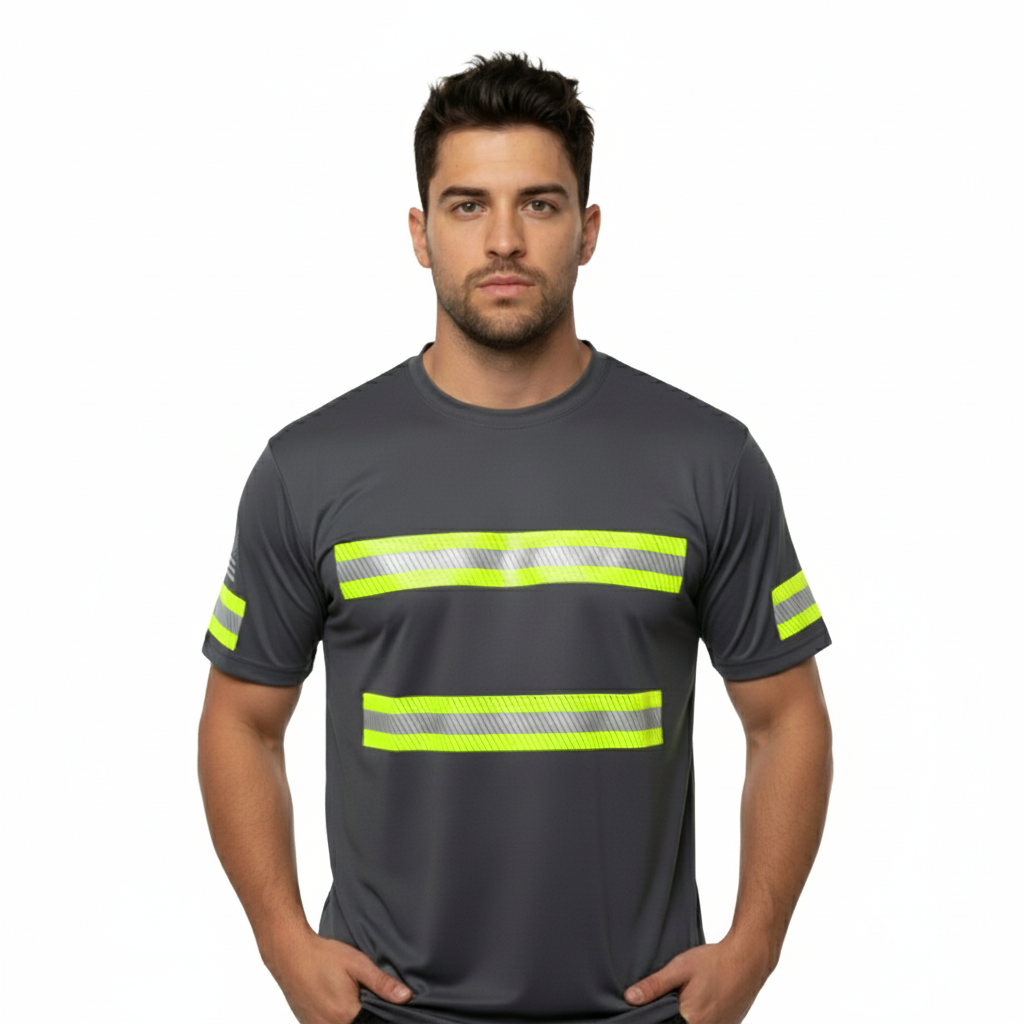 Miner Strong | Grey Reflective Short Sleeve Safety Shirt w/ Hi Vis ...