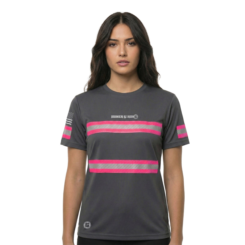 Miner Strong | Ladies Black Short Sleeve Reflective Shirt w/ Hi Vis ...